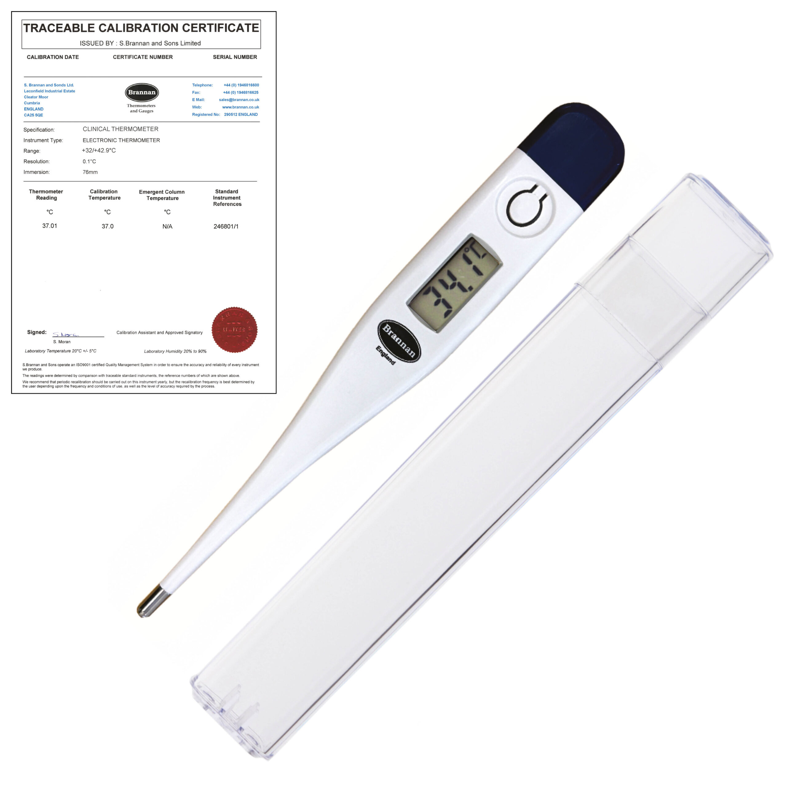 Oral clinical thermometer - THERMcert, pre-calibrated | Brannan
