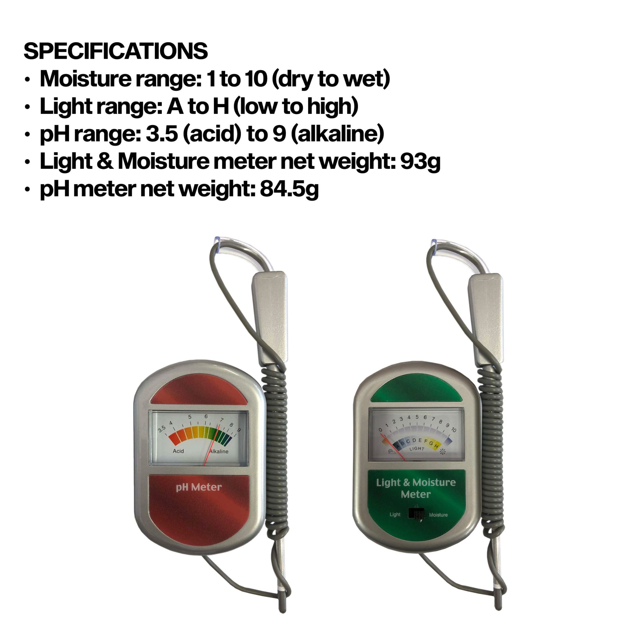 Light and Moisture Meter and pH Meter with Cabled Probes | Brannan