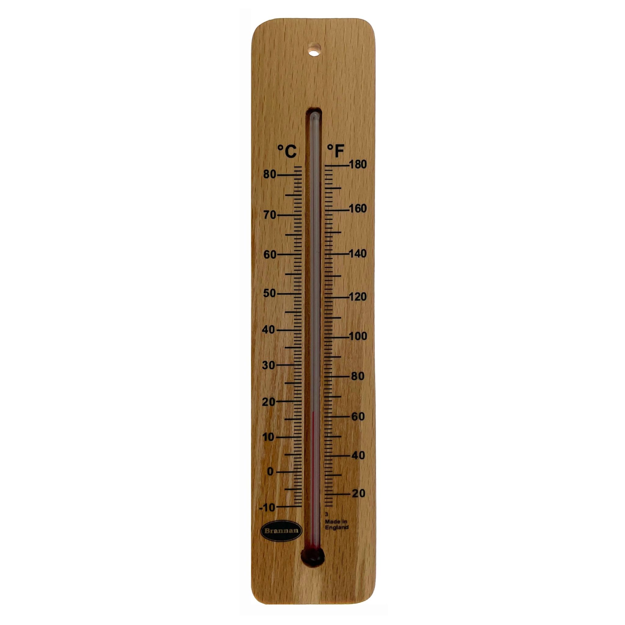 215mm high range wood wall thermometer | Brannan