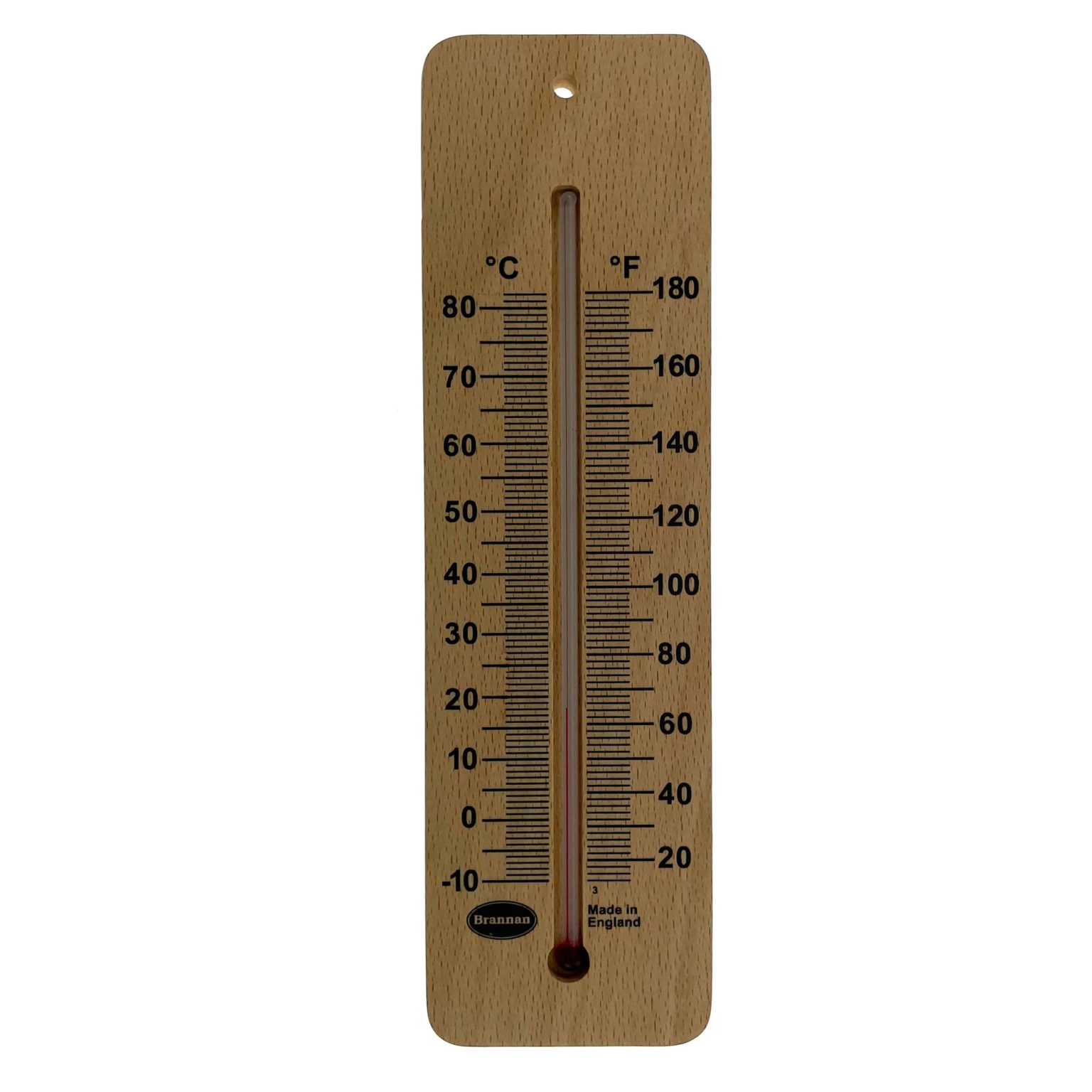 215mm high range wide wood wall thermometer | Brannan