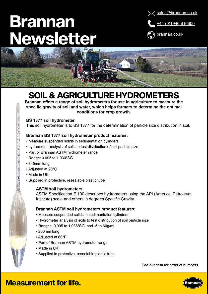 Newsletter - Soil & Agriculture Hydrometers | Brannan