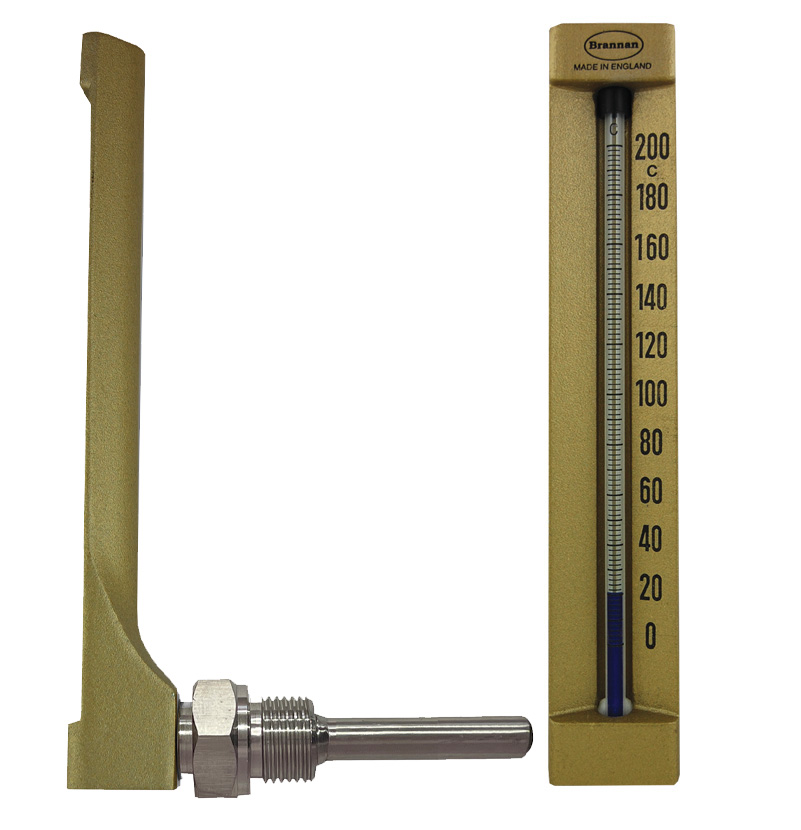 90 degree angle V-line thermometers | Brannan