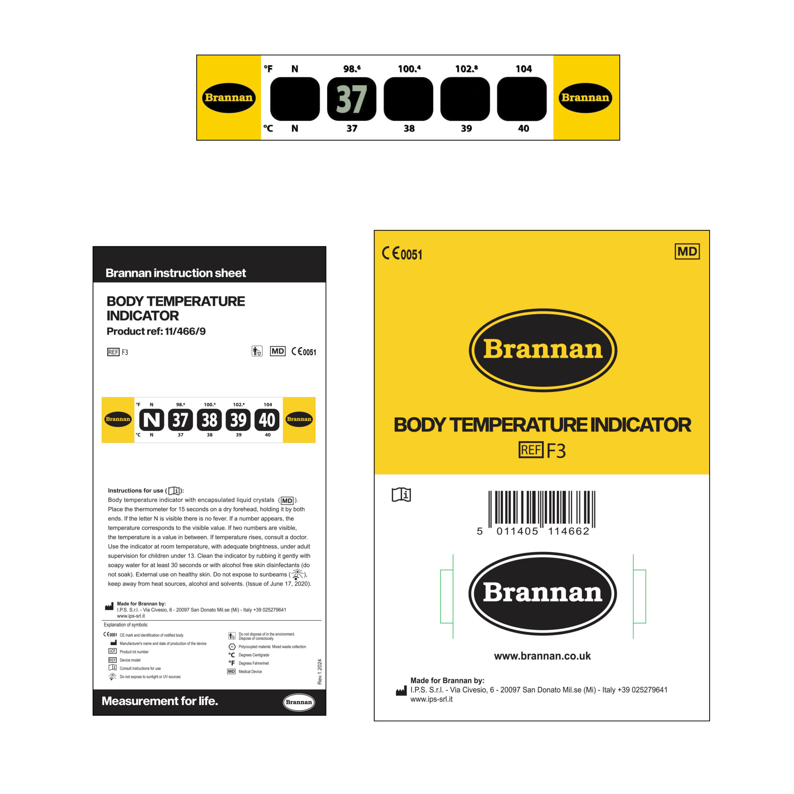 Forehead strip temperature indicator | Brannan