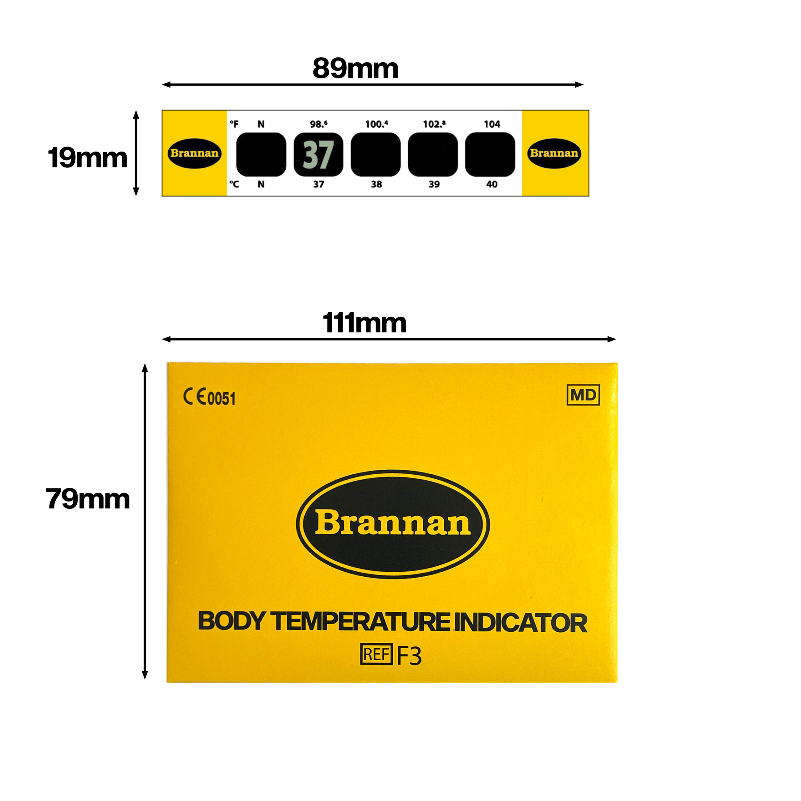 Forehead strip temperature indicator | Brannan