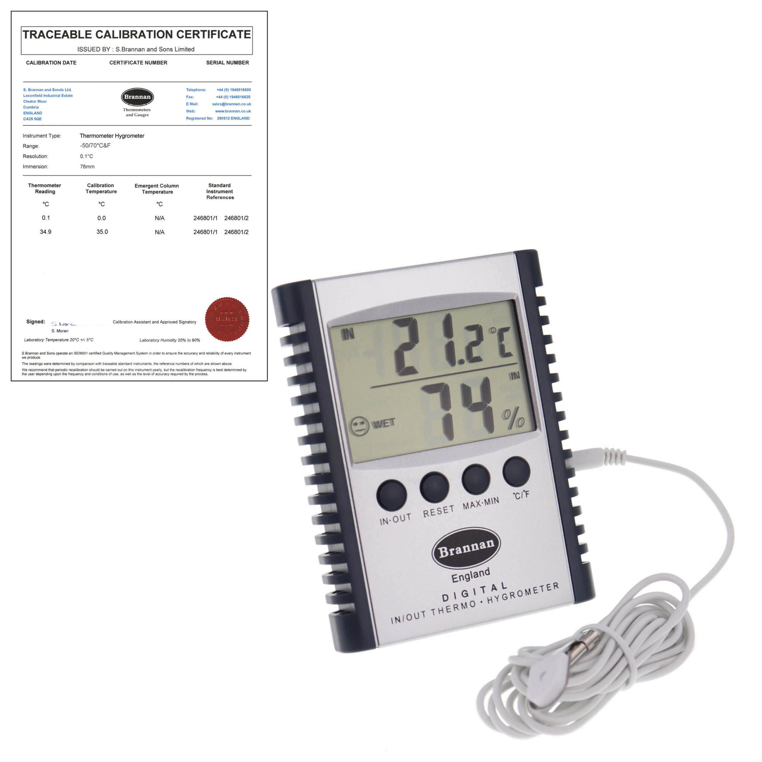 THERM-cert, pre-calibrated weather station thermometer | Brannan